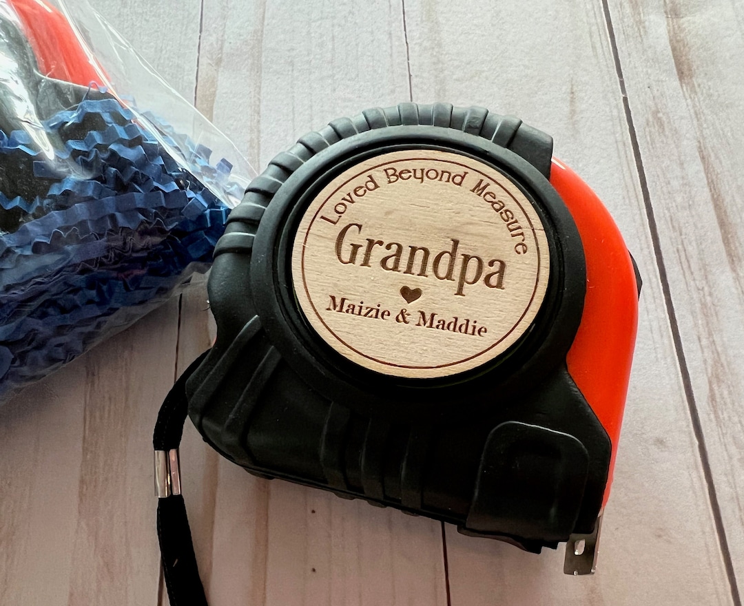 Personalized Tape Measure Gift for Grandpa: Engraved Wood Inlay, 25 Ft ...