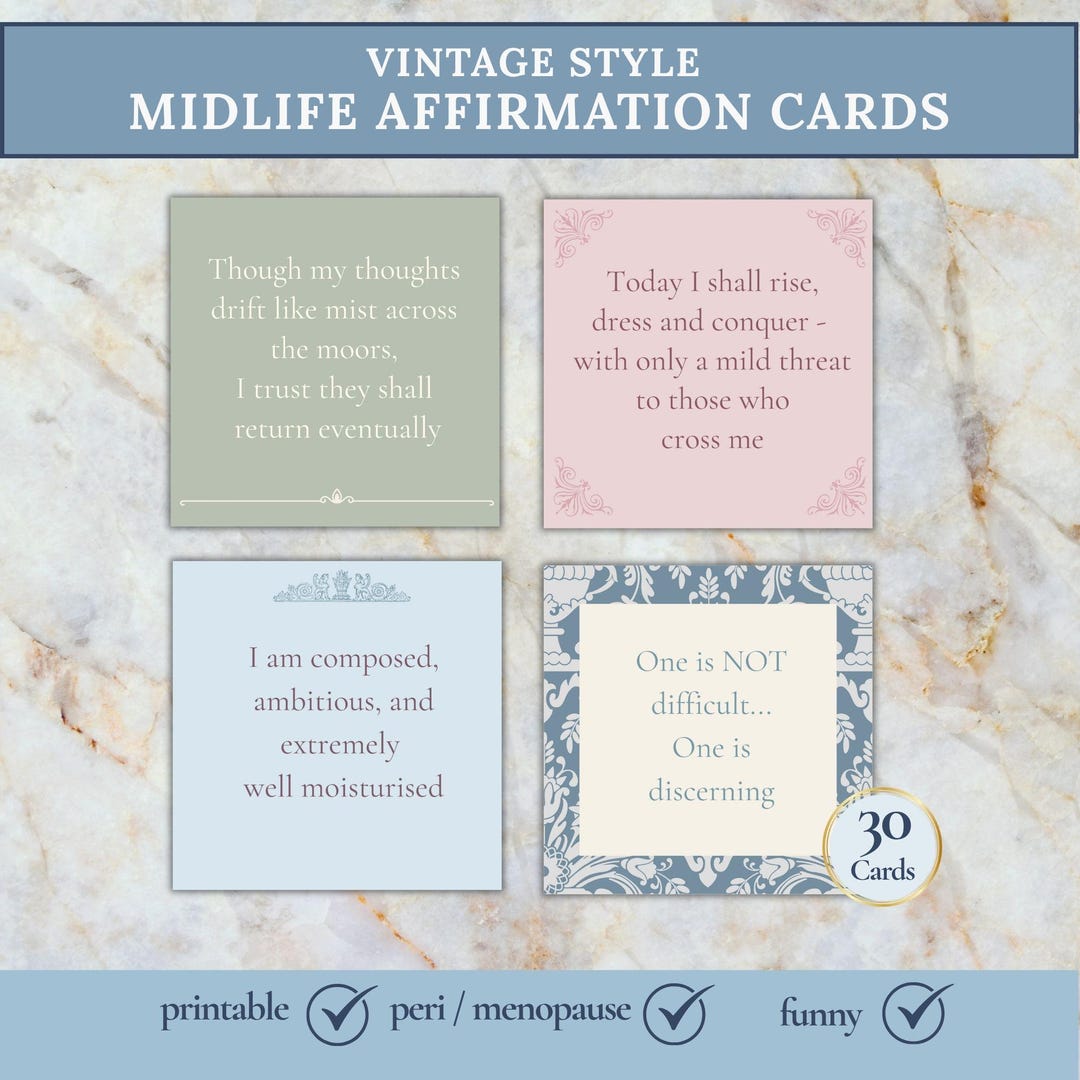 Affirmation Cards: Vintage Style Witty Self Care Cards. Ideal for ...