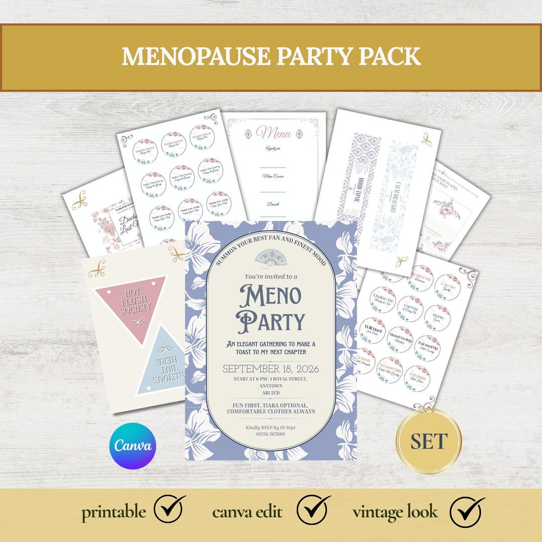 Menopause Party Kit: Invitation & Decorations (vintage Style) - Etsy