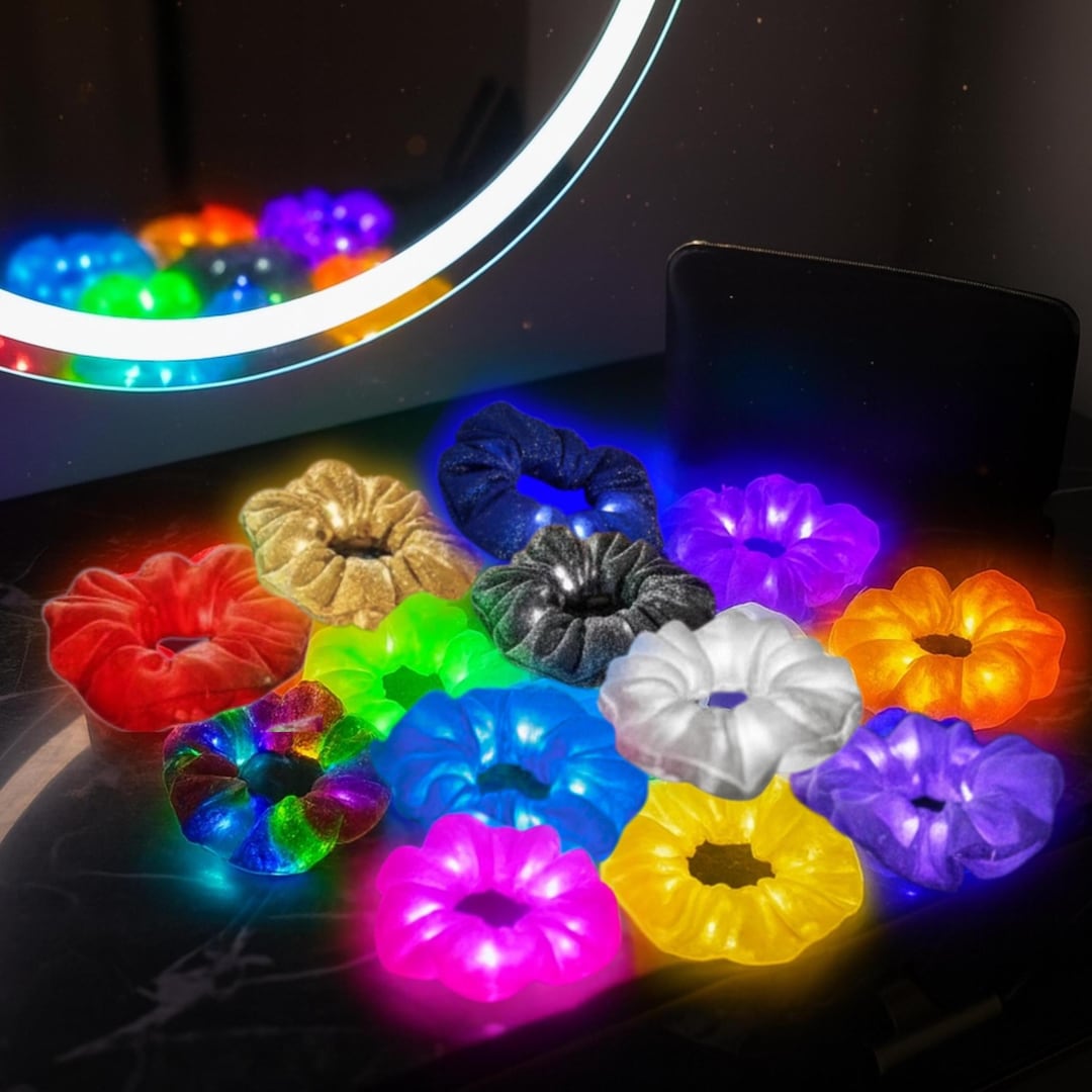LED Light up Scrunchies – Glow-in-the-dark Hair Accessories for Parties ...