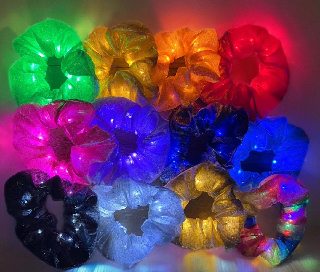 LED Light up Scrunchies – Glow-in-the-dark Hair Accessories for Parties ...