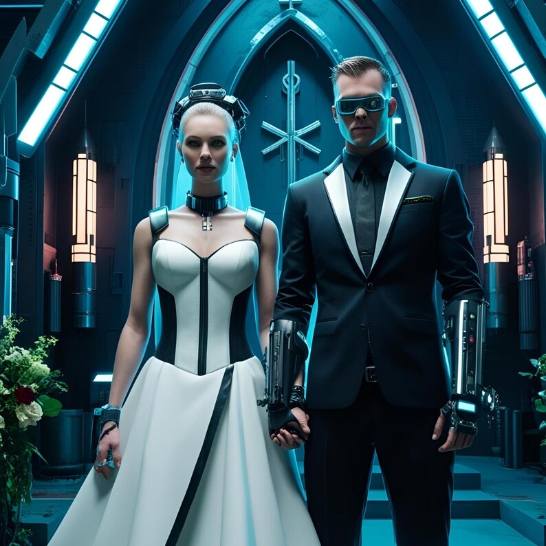 Cyberpunk Wedding Card PNG | Sci-fi Glitch Art (digital Download) - Etsy