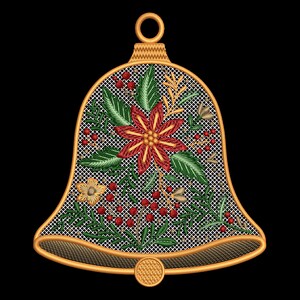 Christmas Bells Embroidery Design, Floral Bell, Holiday Ornament ...