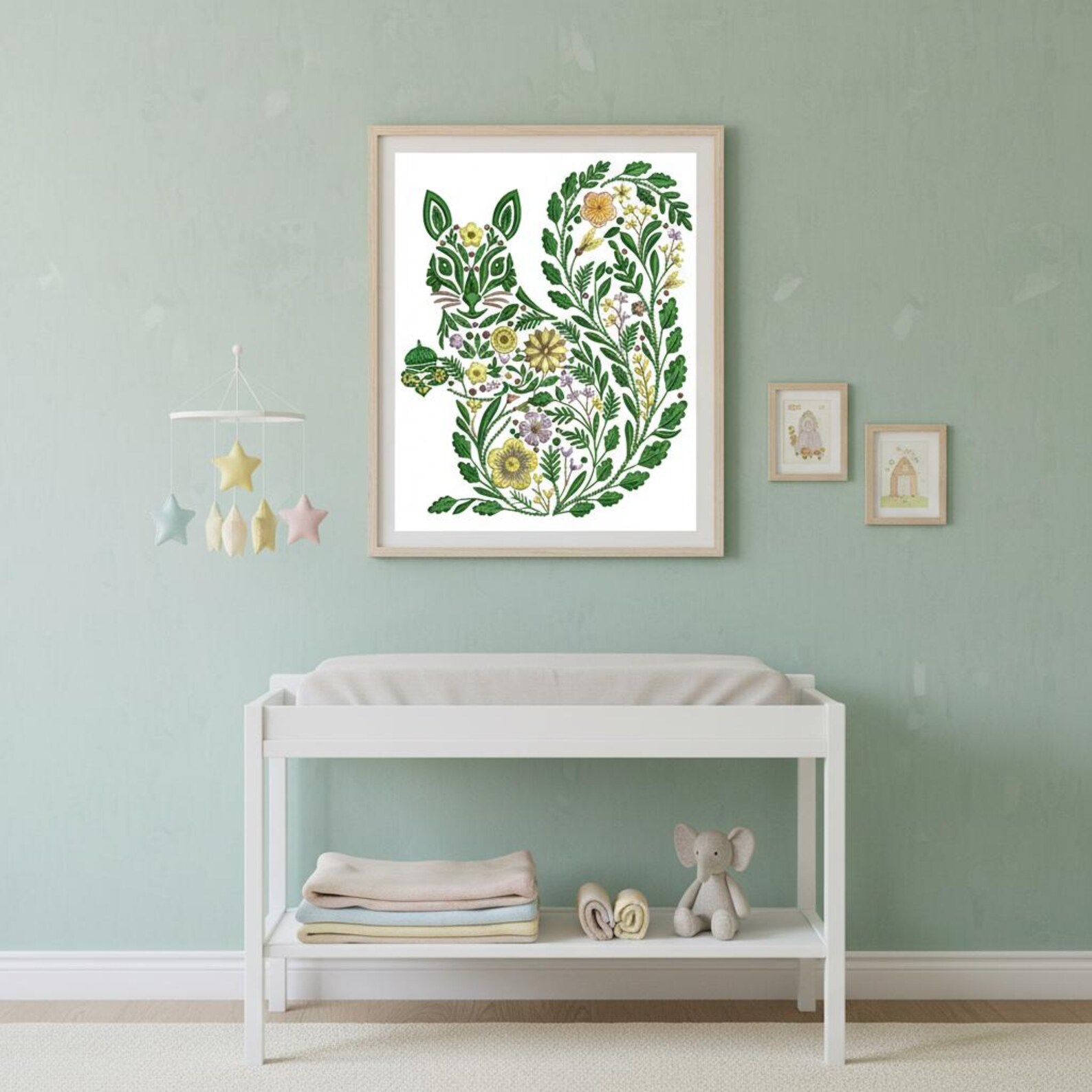 Floral Squirrel Embroidery Design, Woodland Animal Embroidery, Floral ...