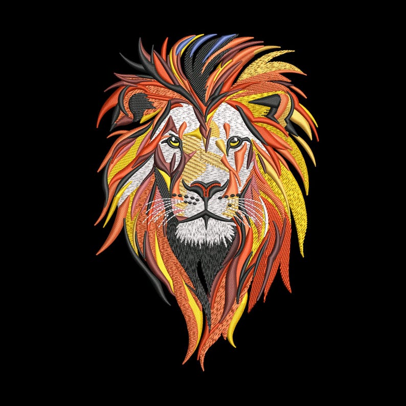Lion Embroidery Design, Lion Head Machine Embroidery File, PES DST JEF ...