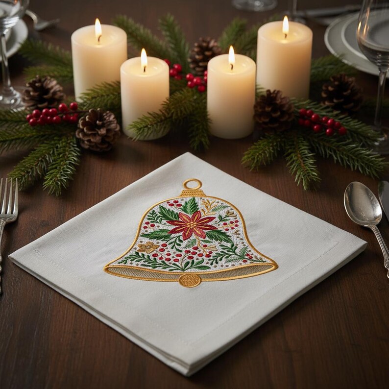 Christmas Bells Embroidery Design, Floral Bell, Holiday Ornament ...