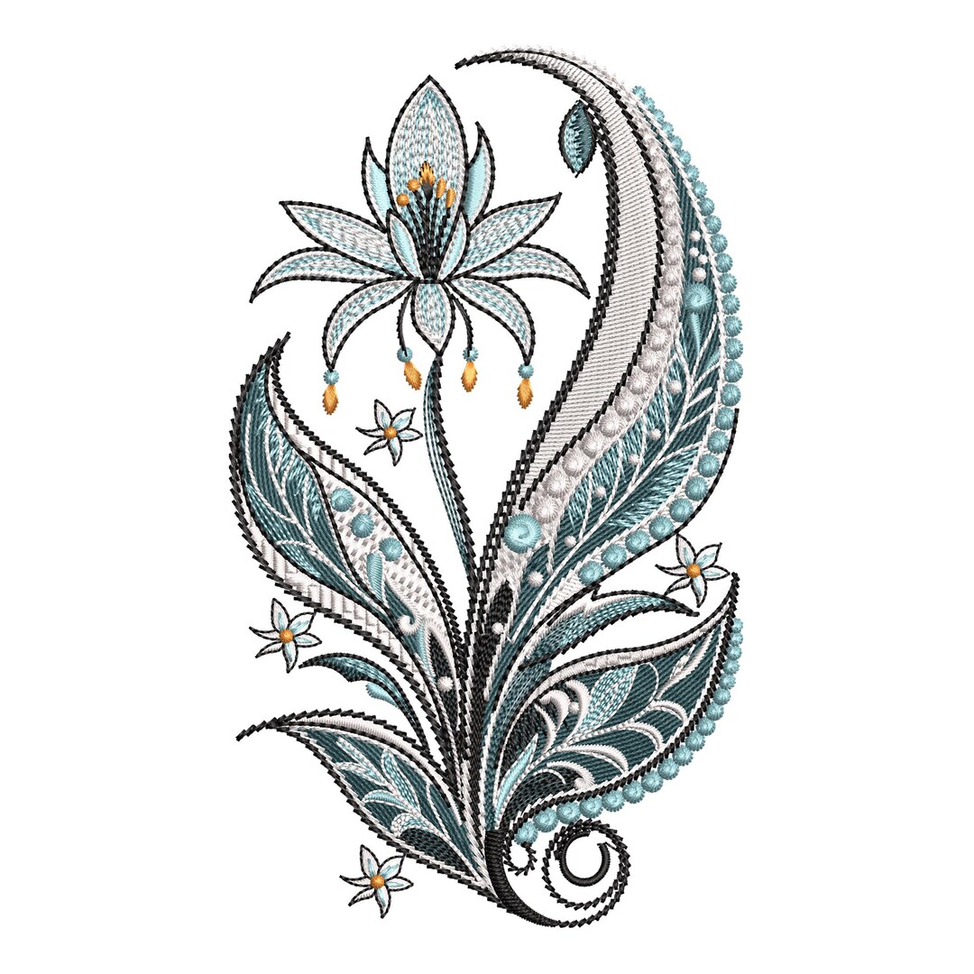 Floral Paisley Embroidery Design, Machine Embroidery File, Elegant ...