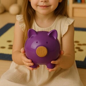 Glossy Purple Piggy Bank – Personalized Ceramic Gift for Girls ...