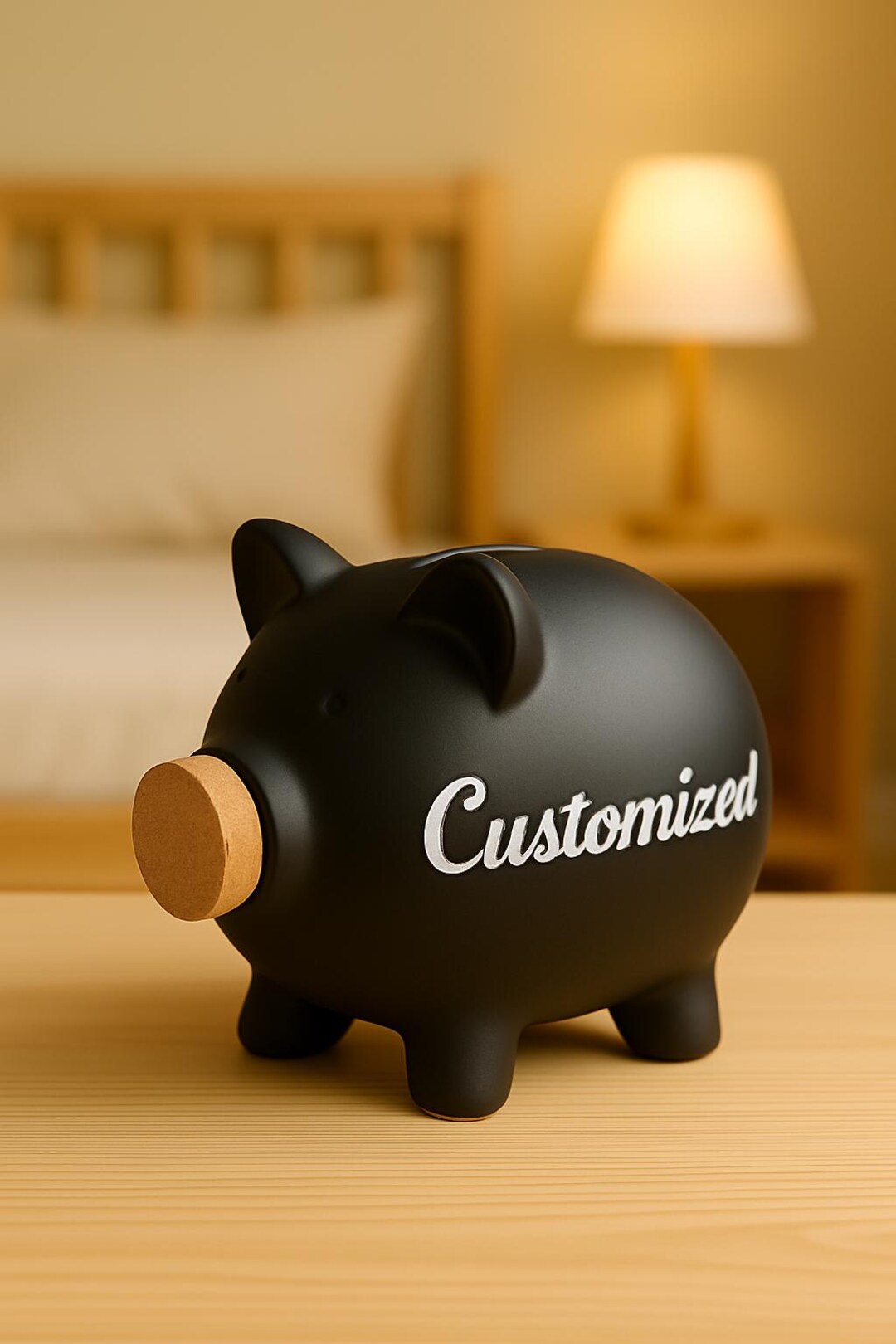 Matte Black Ceramic Piggy Bank: Handmade Minimalist Nursery Decor - Etsy