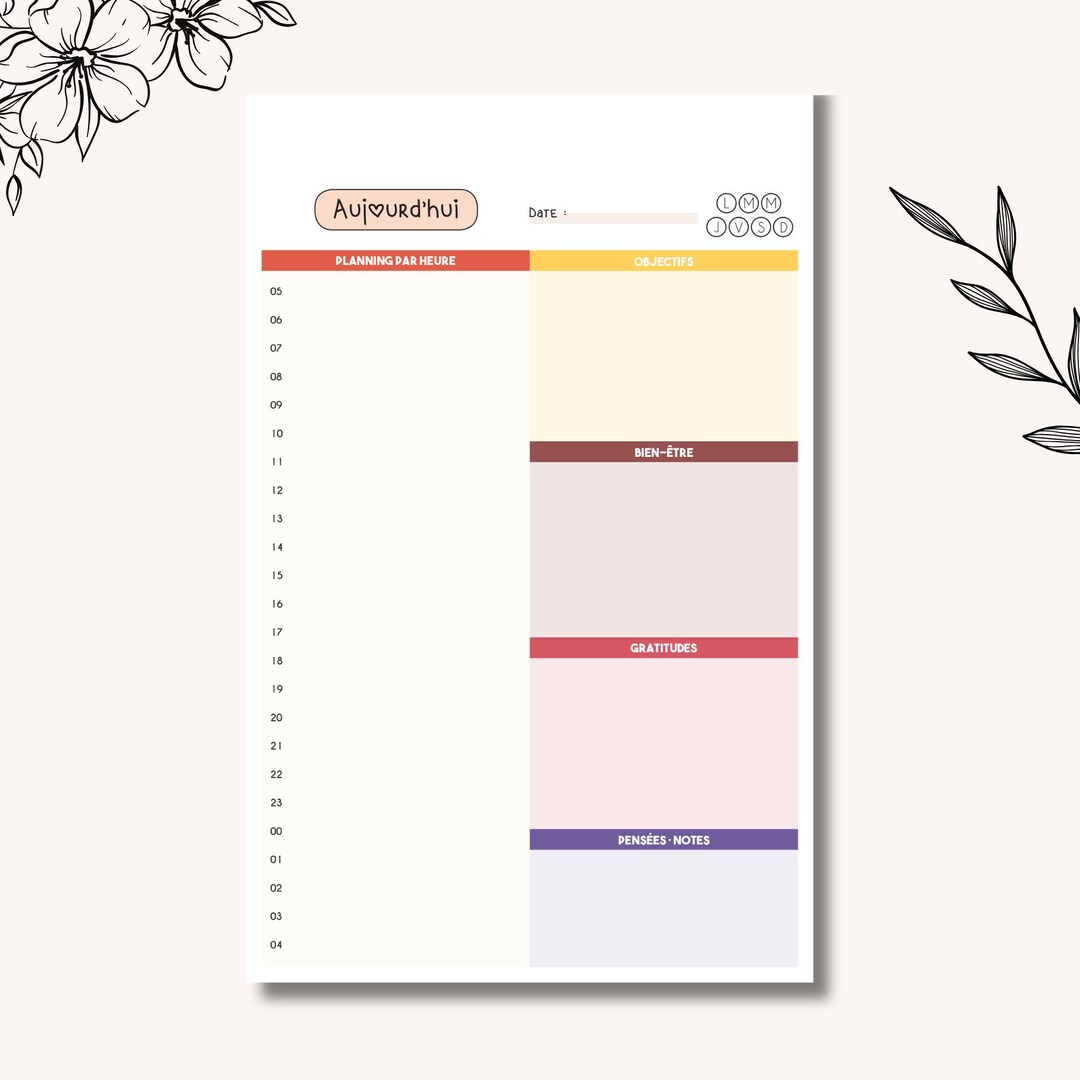 Daily Planner FR - A5 Notepad / Daily Diary to Complete - Etsy