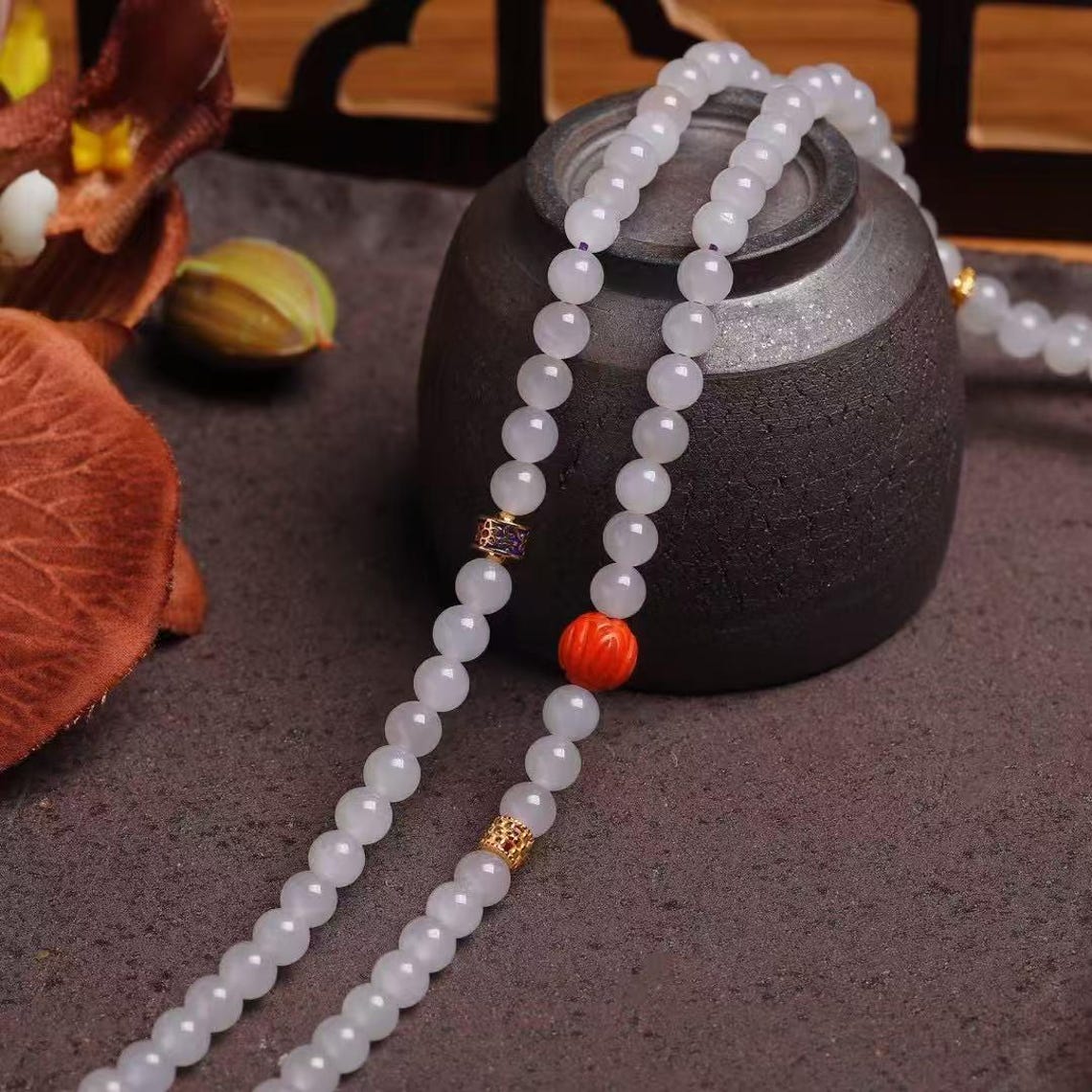108-bead Lavender Nephrite Mala Necklace – 6 Mm Smoky Purple Jade ...