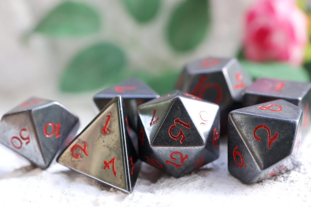 Hematite Stone DND Dice Set: Chakra Healing, COC Players - Etsy