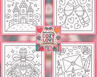 Bold & Easy Cozy Love Digital Coloring Book 50 Pages Instant Download ...