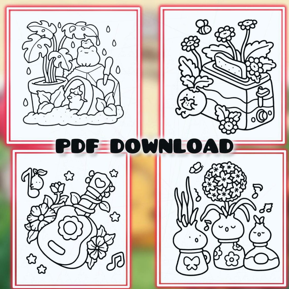 Into Gardens Coloring Book PDF | Bold & Easy Cute Nature Art | Relaxing ...