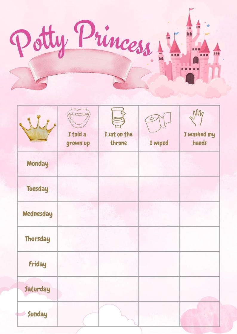 Princess Potty Chart - Etsy