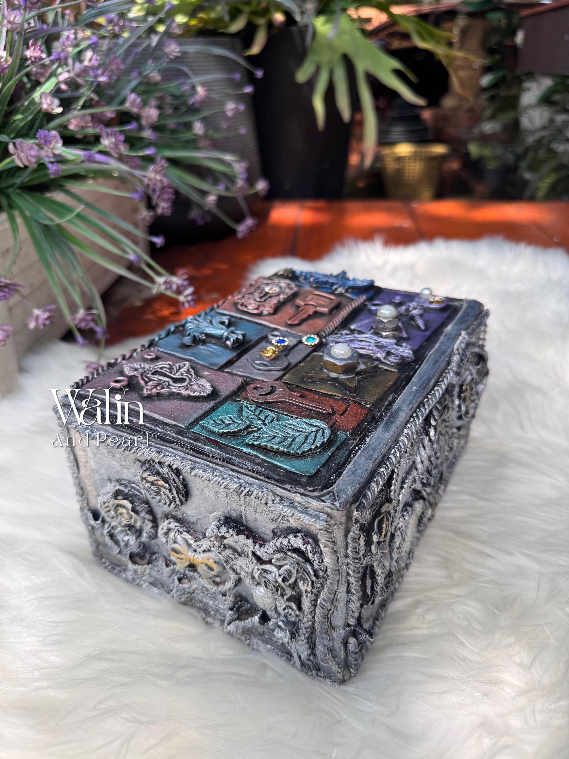 Gothic Keepsake Box With Keys & Vintage Texture – Fantasy Storage for ...