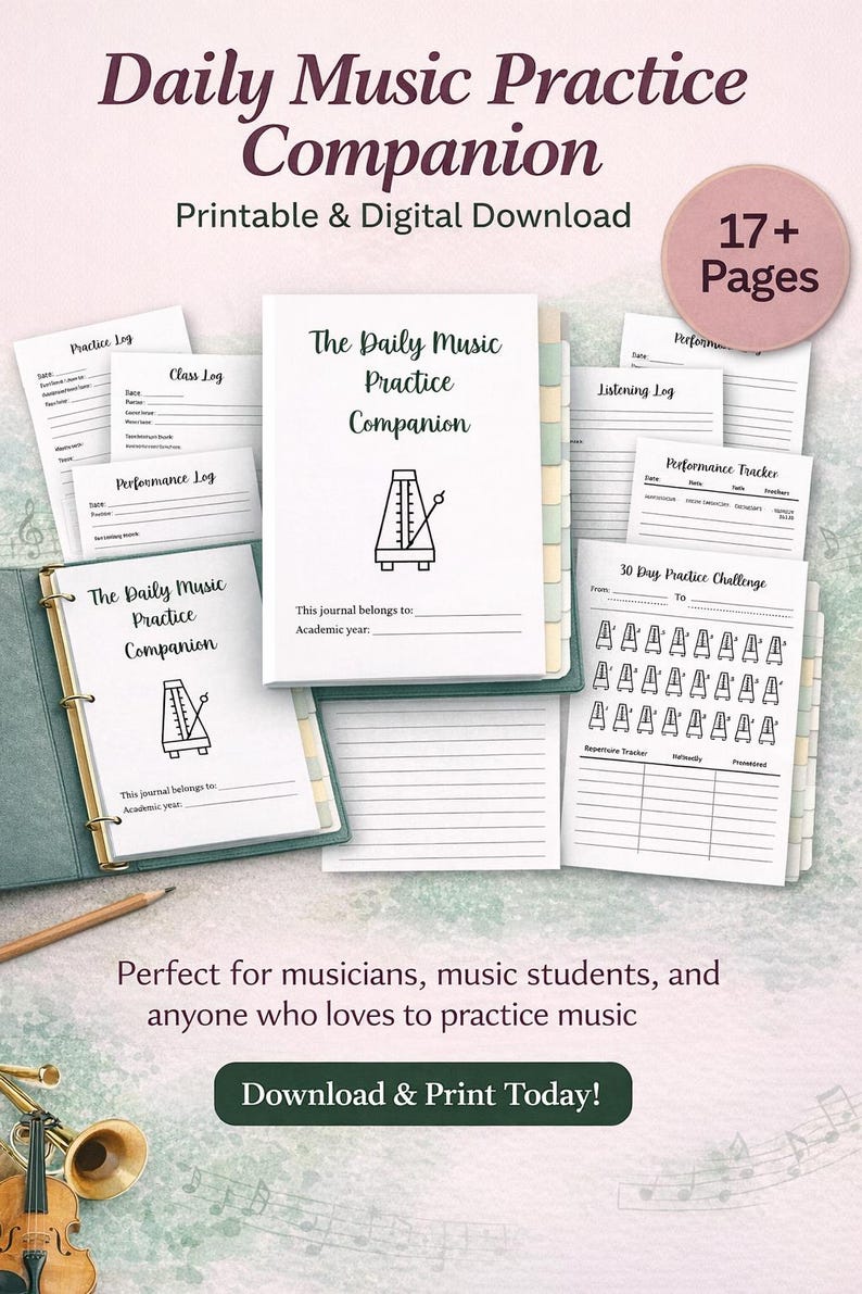 Daily Music Practice Companion – Printable Journal for Musicians ...