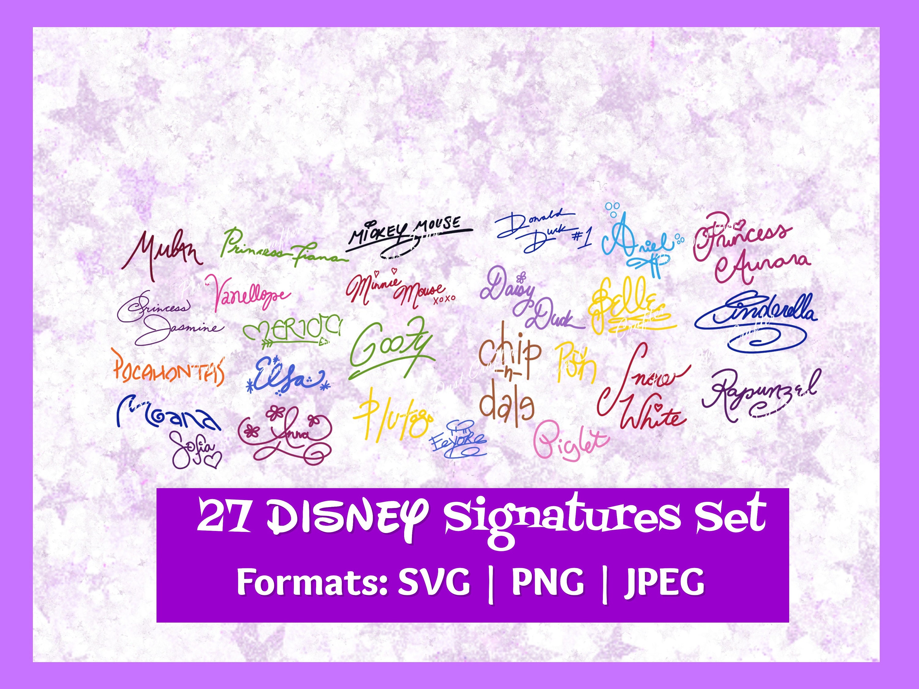 Character Princess Signature Autograph Set SVG JPG PNG - Etsy