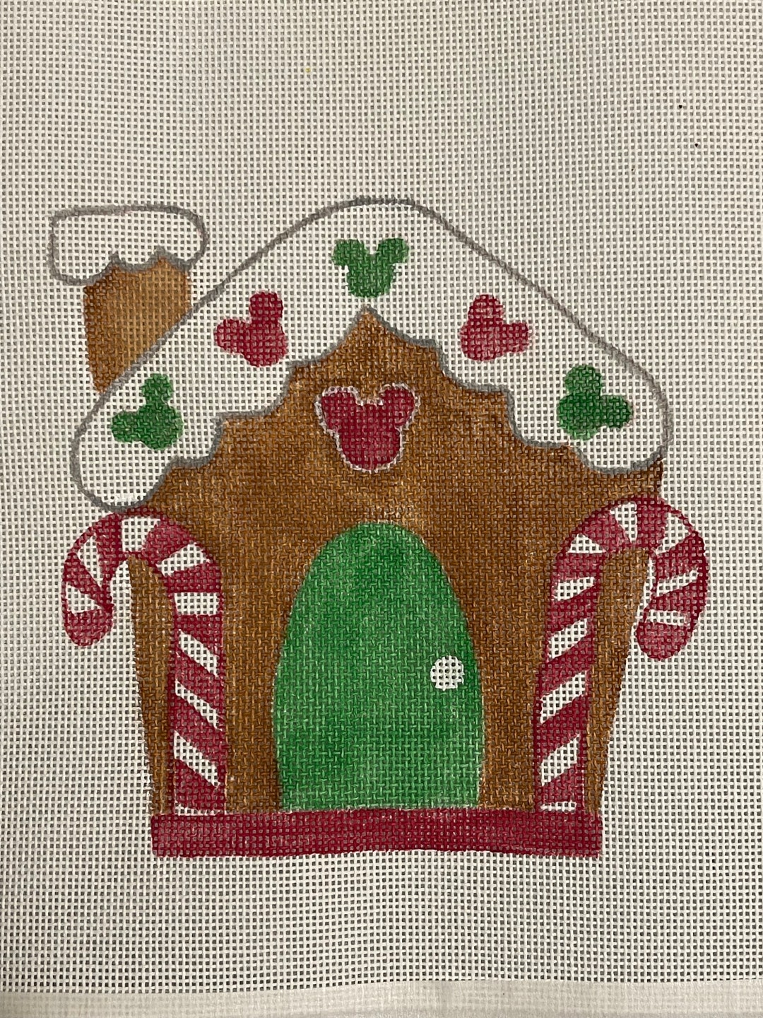 Mouse Gingerbread House Hand Painted Needlepoint Canvas, Hand Painted ...