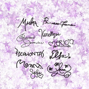 Character Princess Signature Autograph Set, Character Autographs, SVG ...
