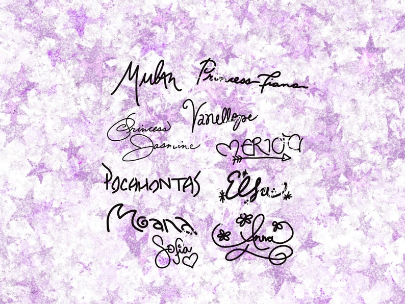 Character Princess Signature Autograph Set SVG JPG PNG - Etsy