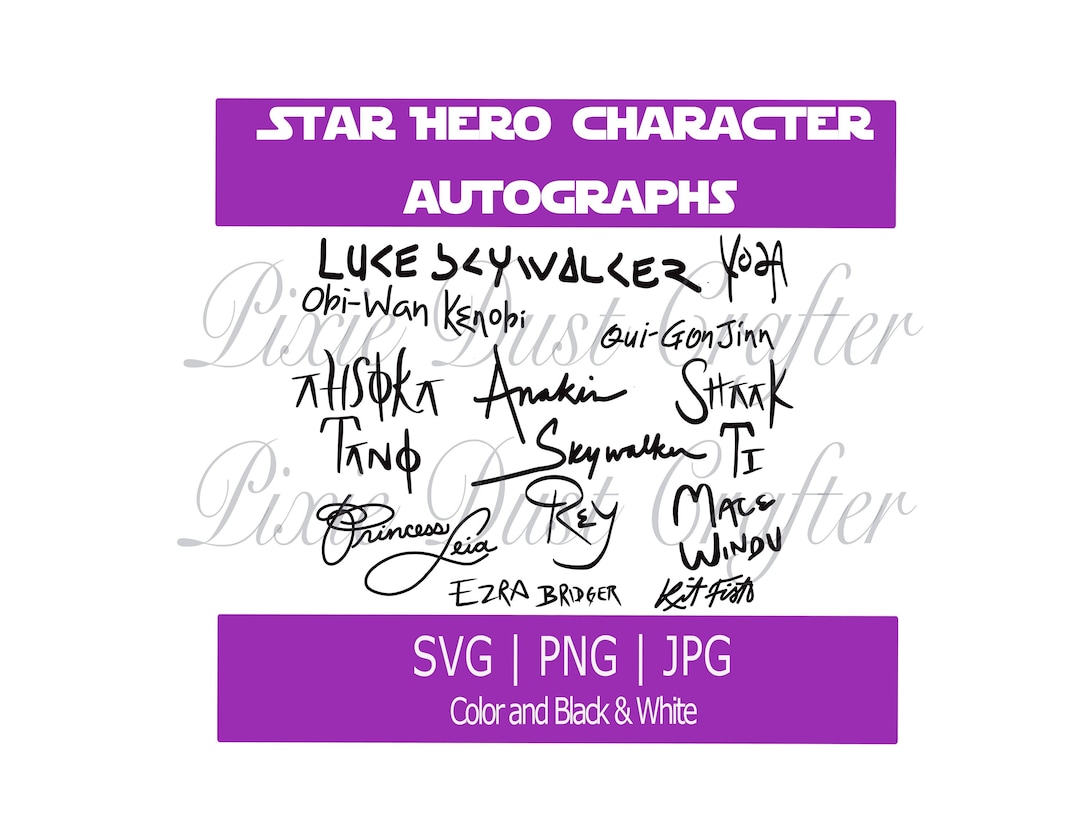 Star Heroes Character Signature Autograph, Sci-fi Signatures, Set SVG ...