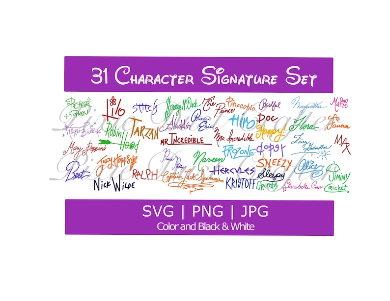 Character Autograph Set: 31 Heroes and Friends Signatures (SVG, JPG ...