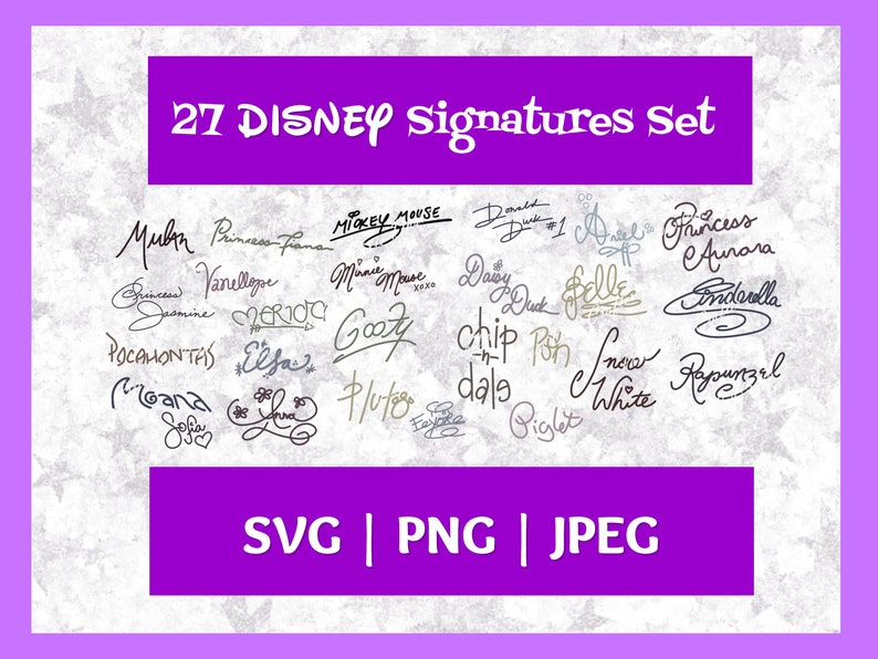 Character Princess Signature Autograph Set, Character Autographs, SVG ...