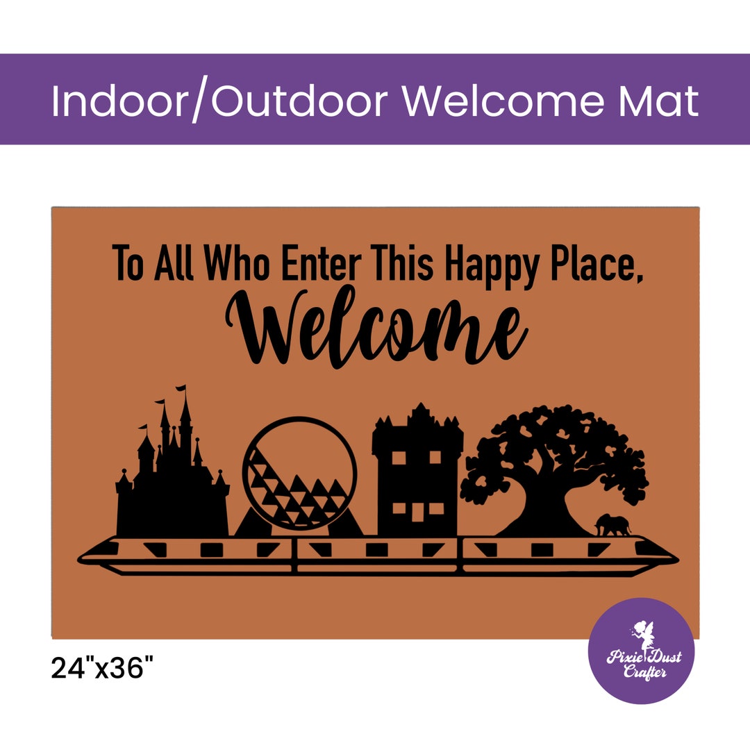 Theme Park Landmarks, Welcome Mat, Mouse Welcome Outdoor Rug, Mouse ...