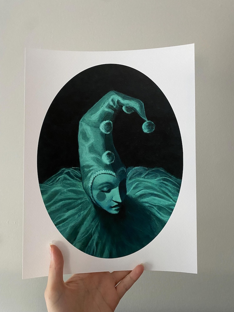 Serene Pierrot PRINT - Clown Inspired Painting - 12 Inch Wall Decor - Etsy