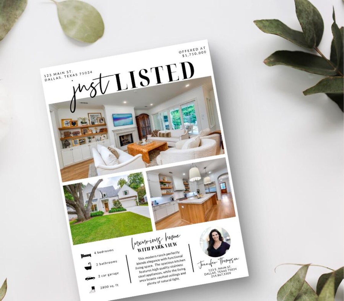 Just Listed Feature Sheet Property Flyer, Digital Real Estate Template ...
