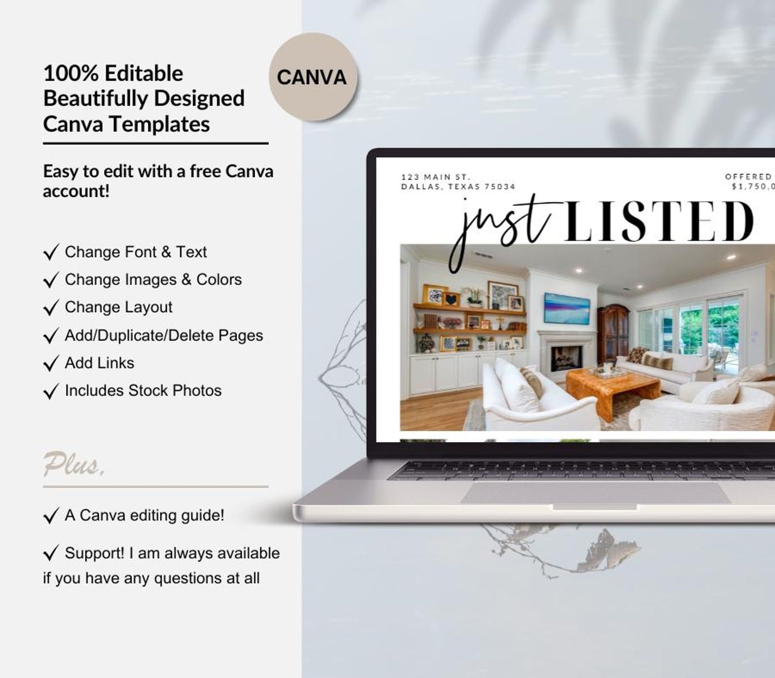 Just Listed Feature Sheet Property Flyer, Digital Real Estate Template ...