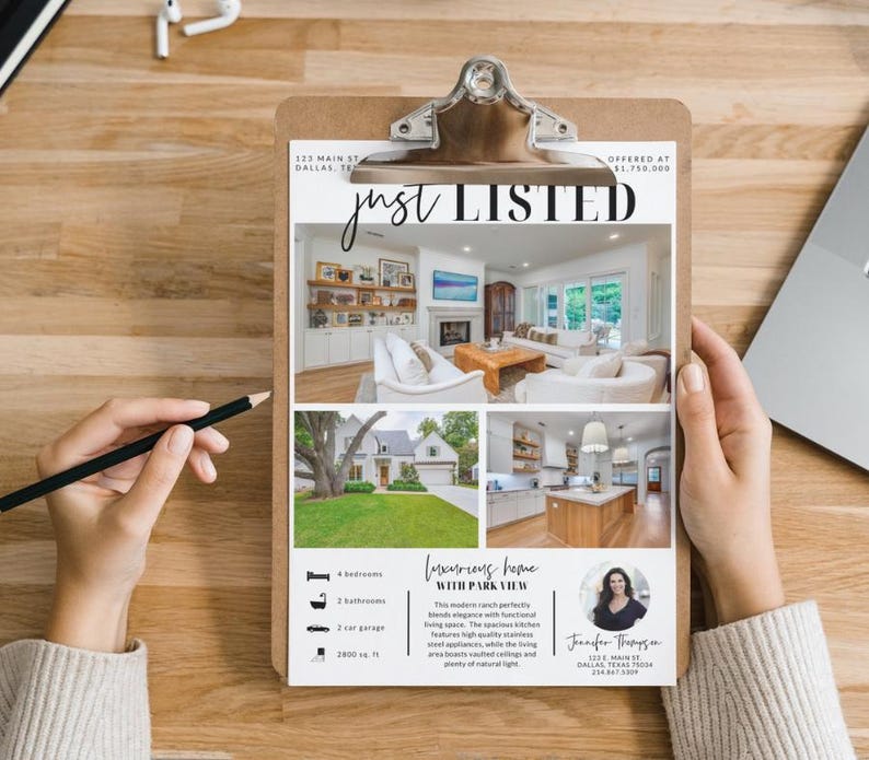 Just Listed Feature Sheet Property Flyer, Digital Real Estate Template ...
