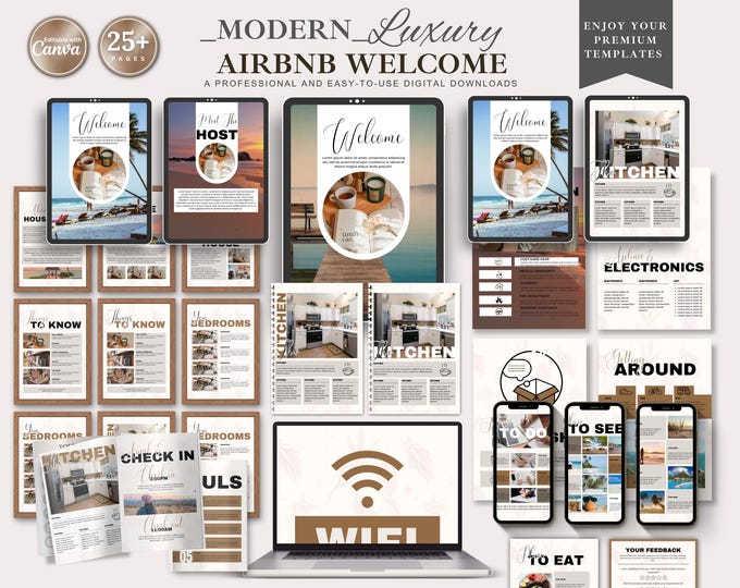 Editable Airbnb Welcome Book Template, Modern Airbnb Welcome Book ...