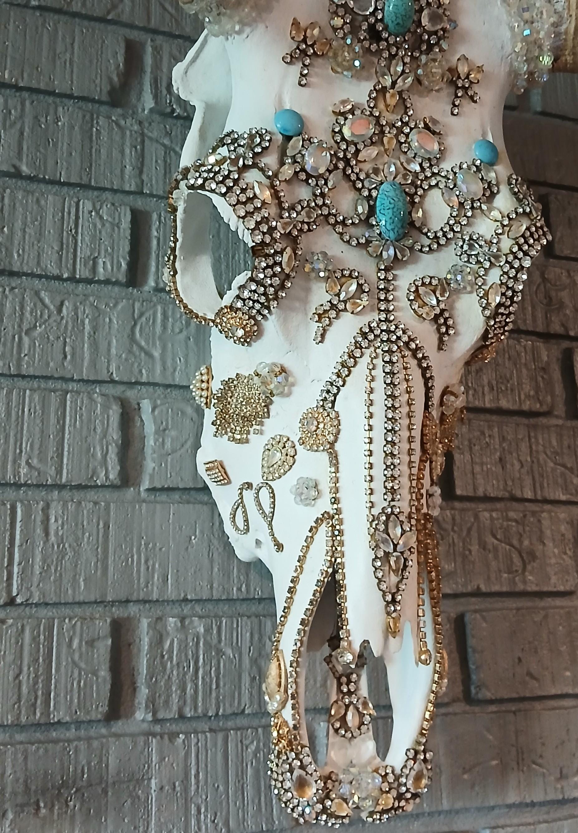 Gorgeous Vintage Embellished Cow Skull - Etsy