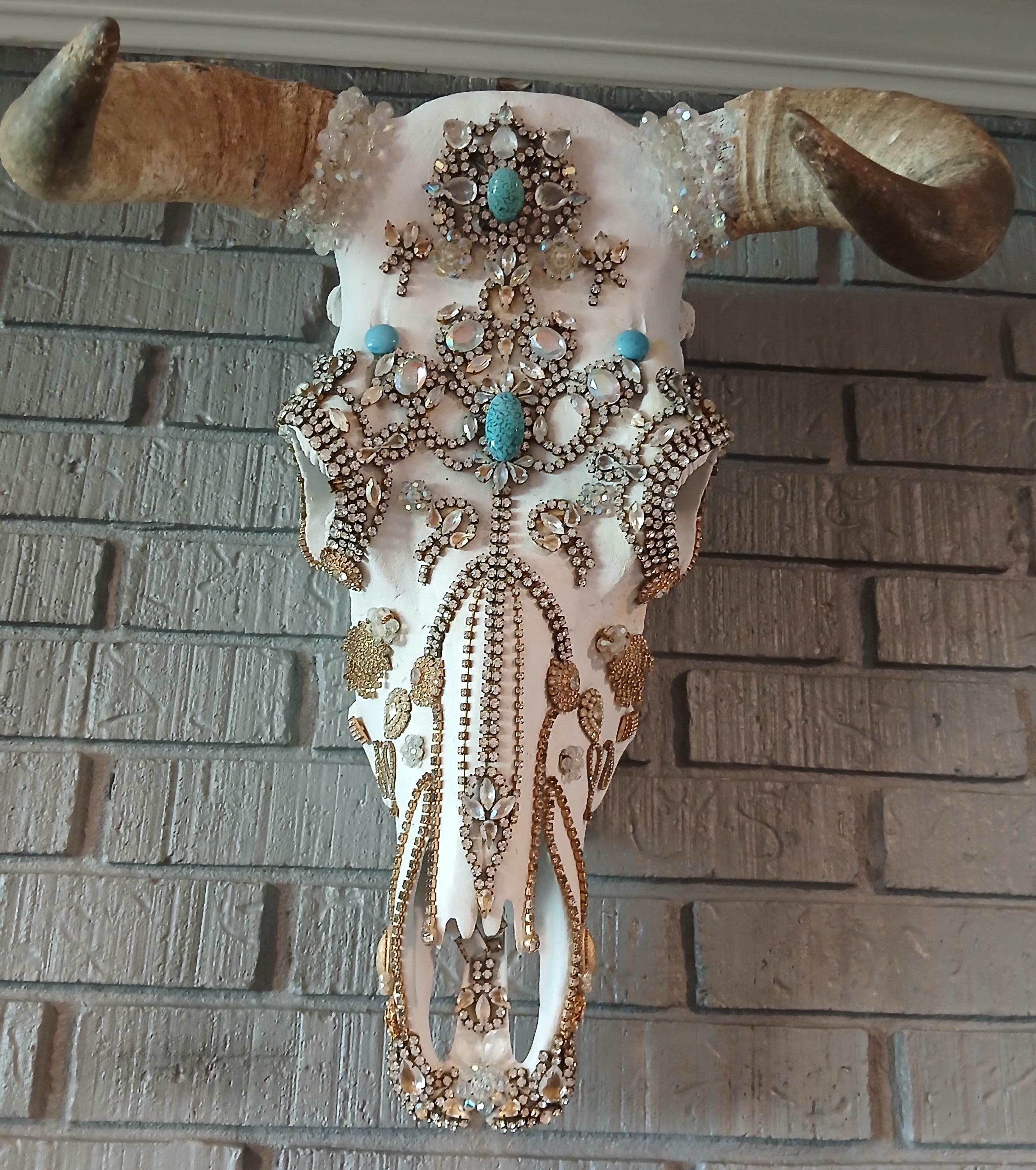 Gorgeous Vintage Embellished Cow Skull - Etsy