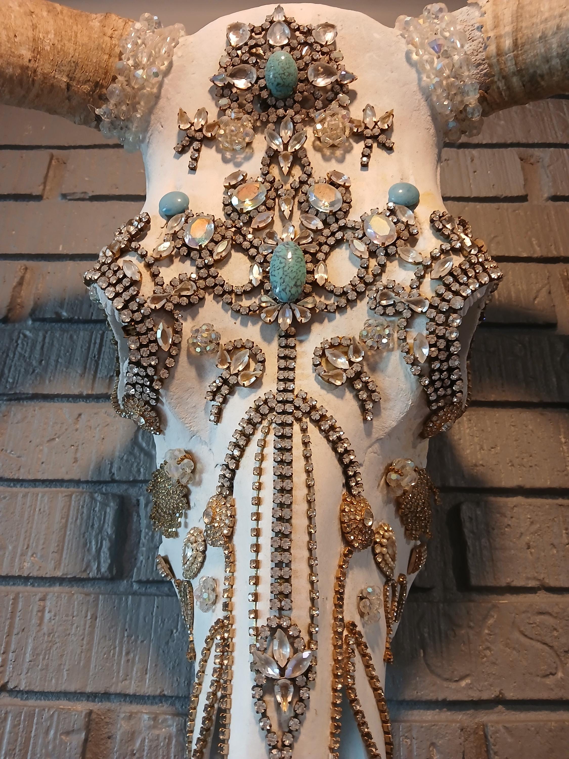 Gorgeous Vintage Embellished Cow Skull - Etsy