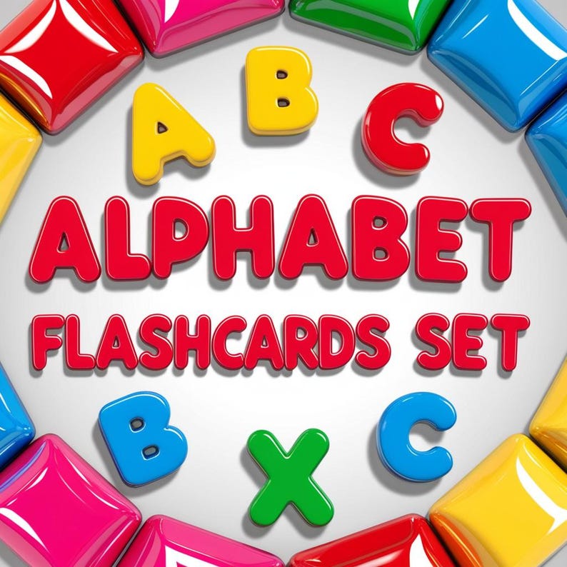 Printable Alphabet Flashcards Set: Early Learning Abcs - Etsy