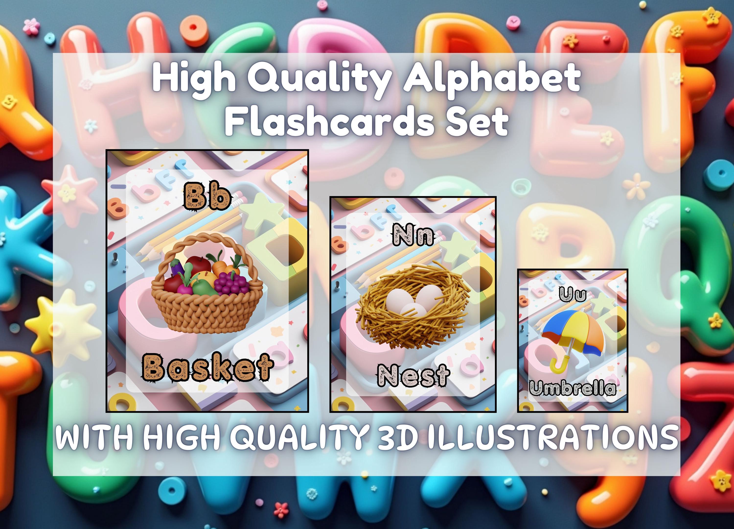 Printable Alphabet Flashcards Set: Early Learning Abcs - Etsy
