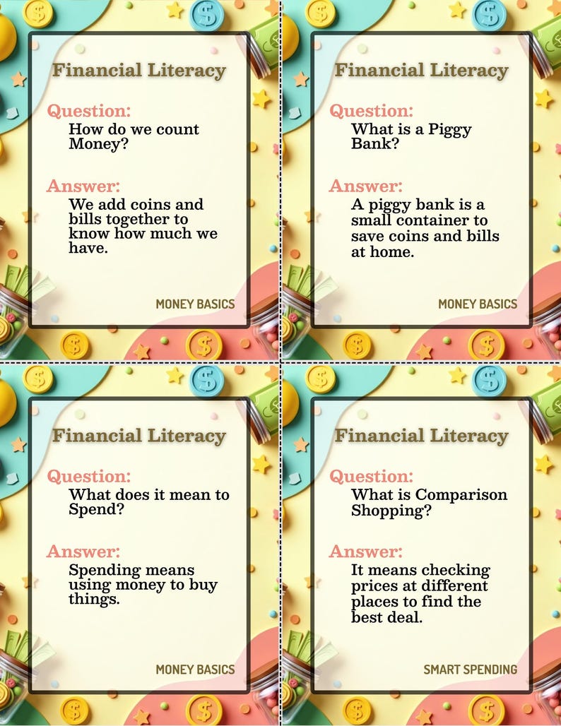 Kids & Money – 50 Fun Flashcards for Teaching Financial Literacy at ...
