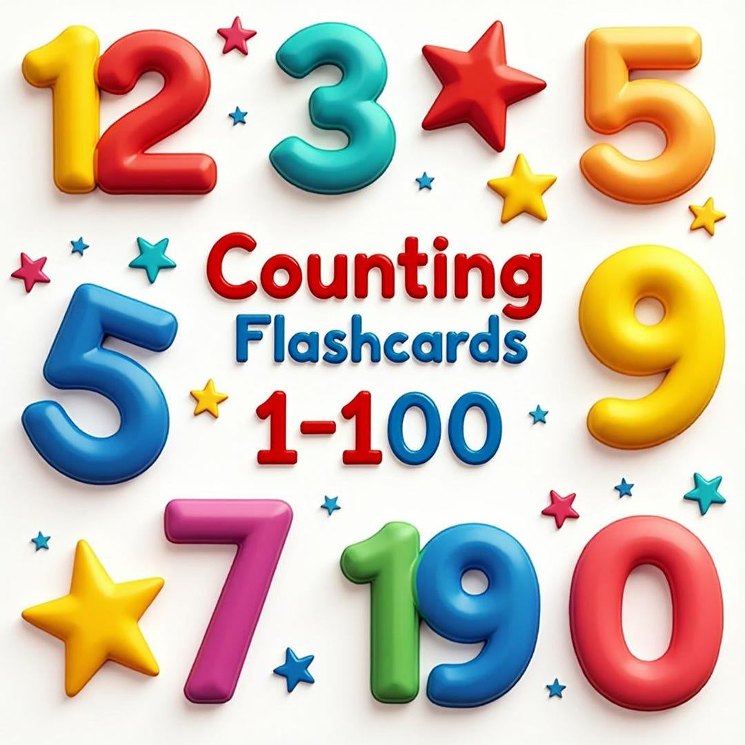 Printable Counting Flashcards for Kids | Numbers 1-100 Learning Cards ...