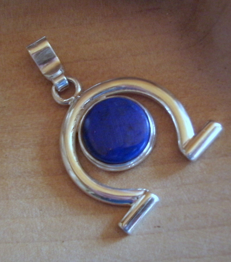Omega Symbol Pendant with Lapis Lazuli Cabochon in Sterling | Etsy