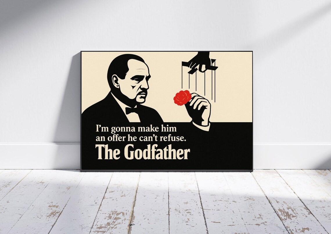 Minimalist Mafia Poster | Black and Red Digital Decorative Print ...