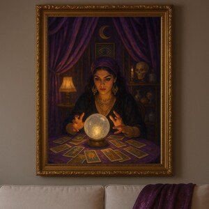 Psychic Fortune Teller Art | Digital Download | Tarot Cards and Crystal ...