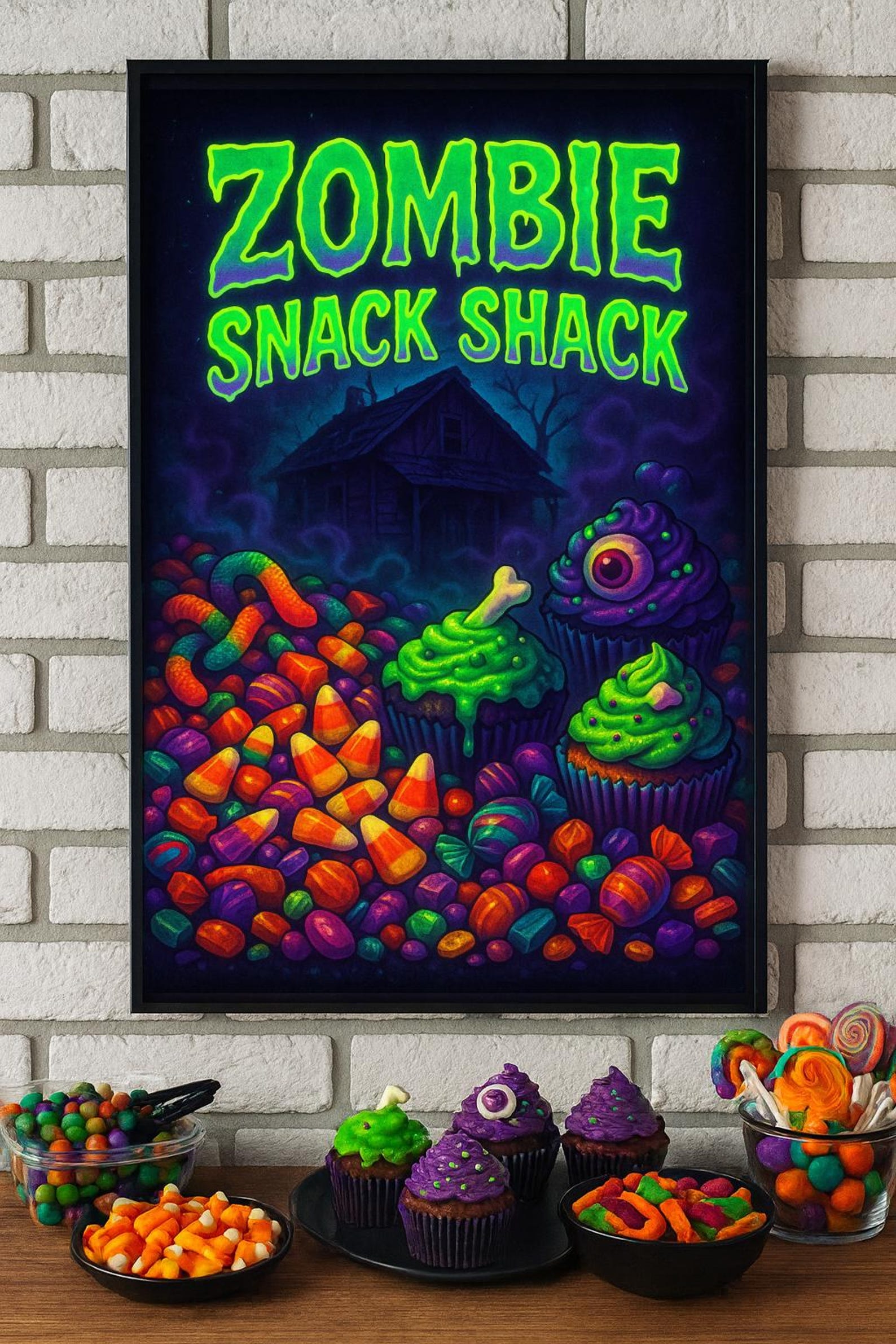 Zombie Snack Shack Sign: Halloween Candy Table Decoration, Spooky Party ...