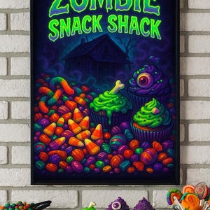 Zombie Snack Shack Sign: Halloween Candy Table Decoration, Spooky Party ...