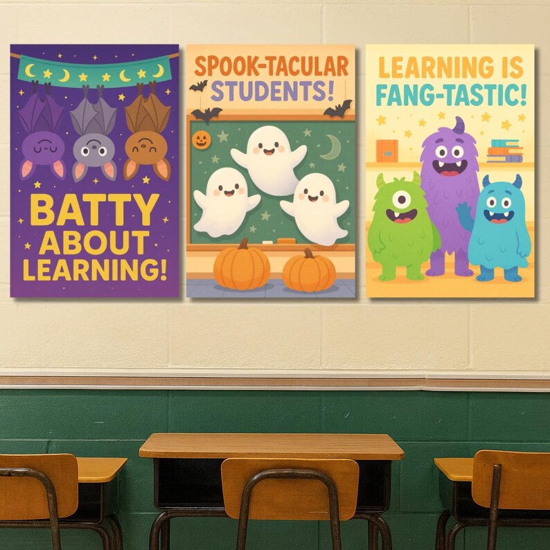 8 Classroom Halloween Posters for Kids: Motivational Learning Autumn ...