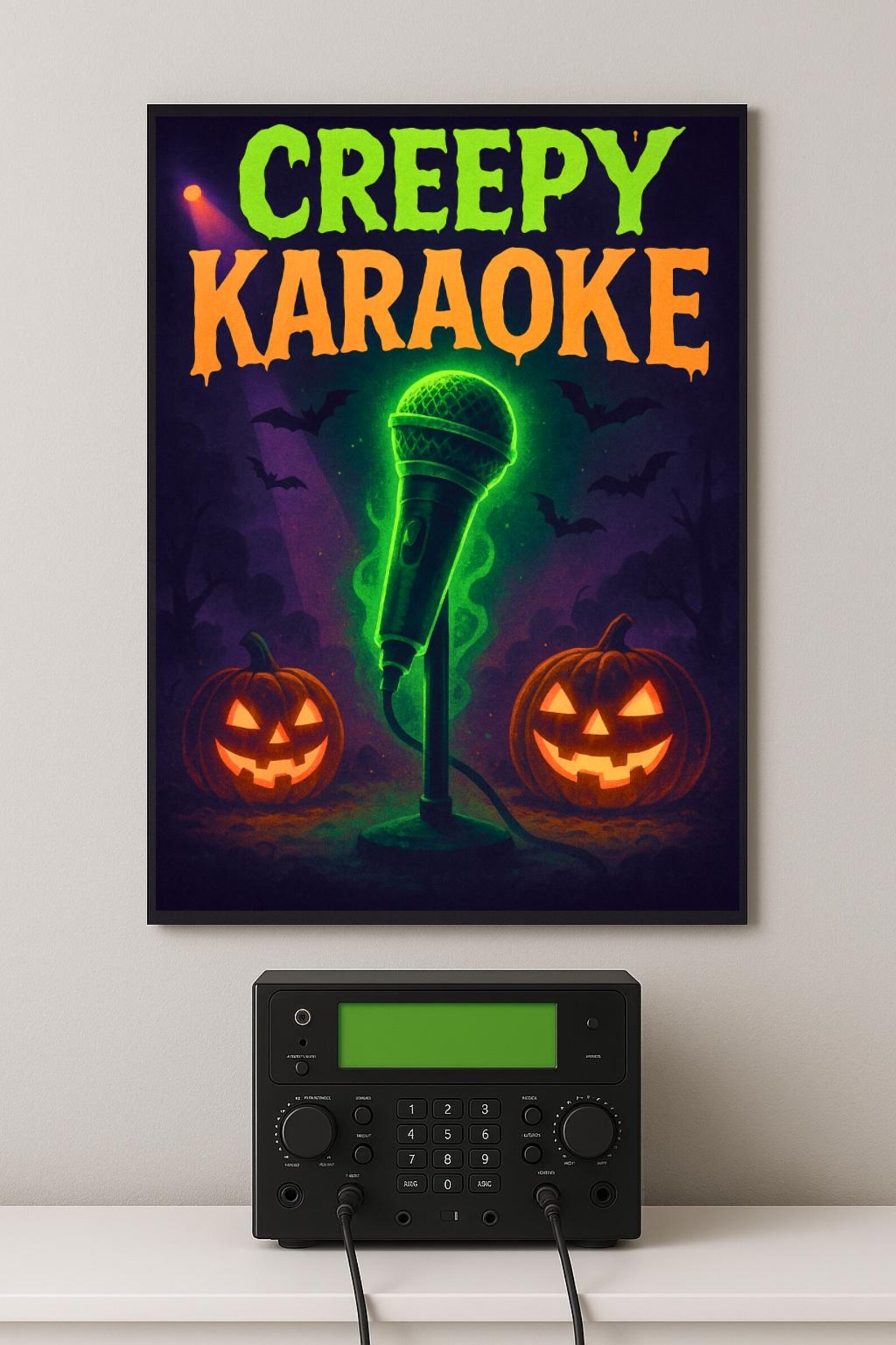 Creepy Karaoke Halloween Party Sign: Spooky Microphone Singing ...