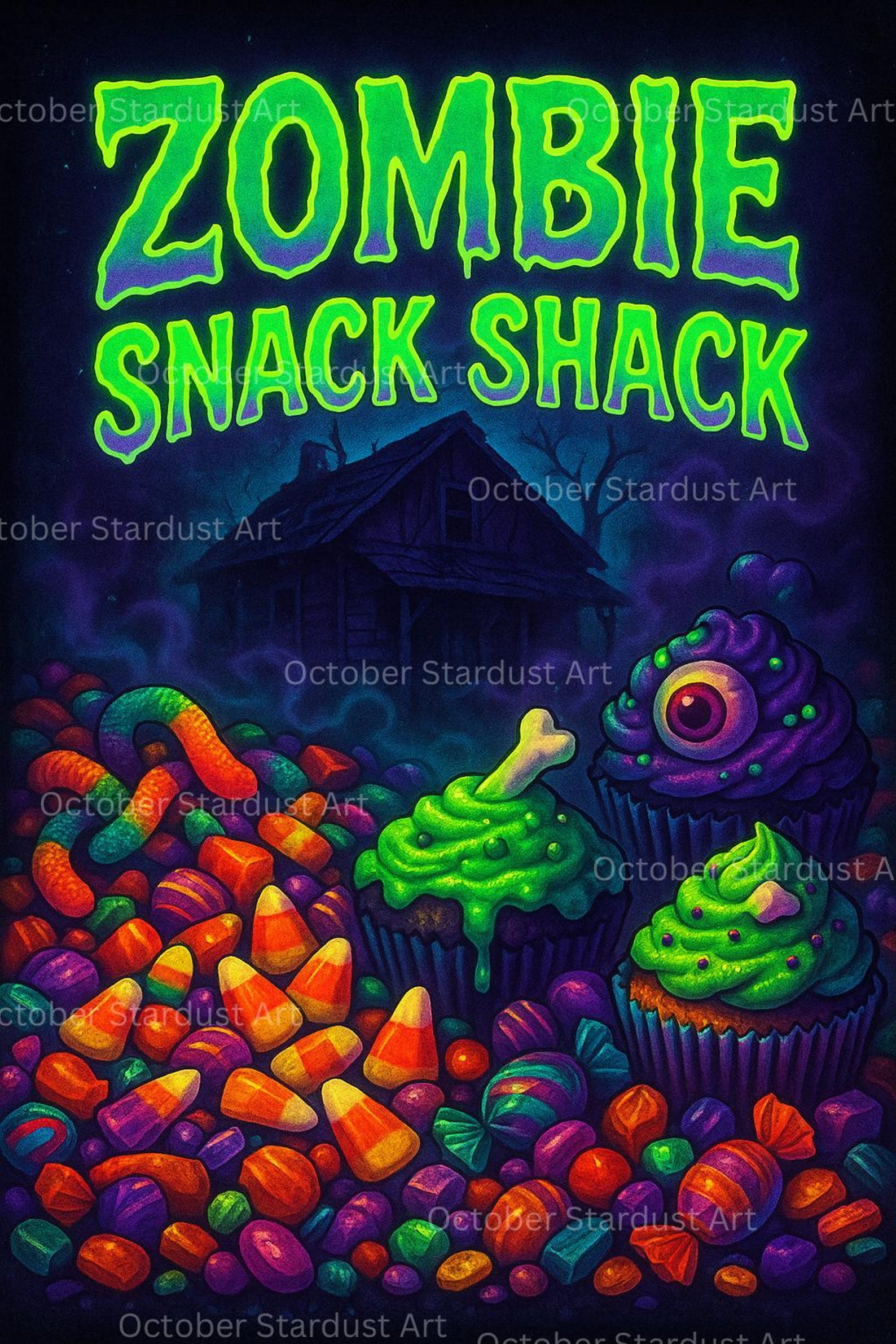 Zombie Snack Shack Sign: Halloween Candy Table Decoration, Spooky Party ...