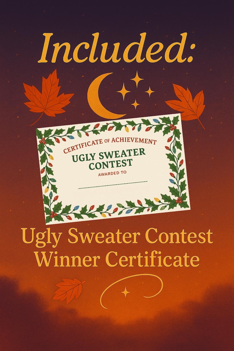 Christmas Ugly Sweater Contest Sign: Holiday Party Game Poster With ...